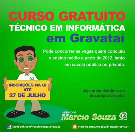 Vereador Marcio Souza CURSO TÉCNICO EM INFORMÁTICA TOTALMENTE GRATUITO
