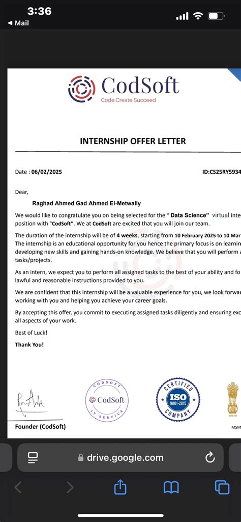 Happy To Announce That Ive Been Selected For A Virtual Internship In Data Science With Codsoft