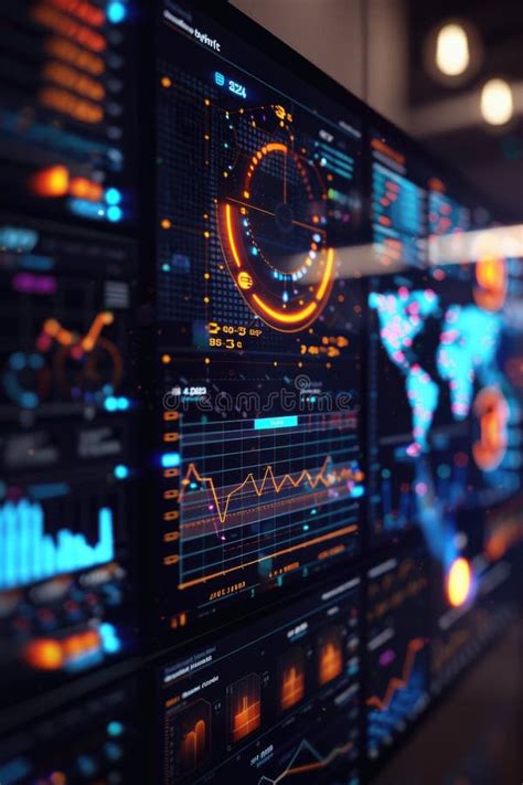 A Computer Screen Displaying Multiple Graphical Representations Stock