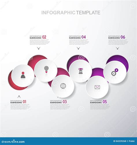 Infographic Template With Six Circles And Icons Stock Vector