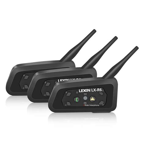 LEXIN 3PCS 1200M Motorcycle Bluetooth Helmet Intercom For 6 Riders BT Wireless Waterproof