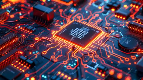 Premium Photo Closeup Of Computer Circuit Board Blue Technology And