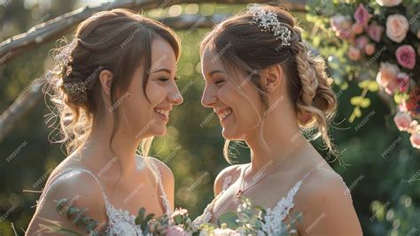 Premium Photo Lgbtq Wedding Scene Lesbians Wedding Two Womans Wedding