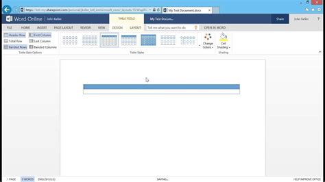 Office Online Word Inserting Tables Youtube