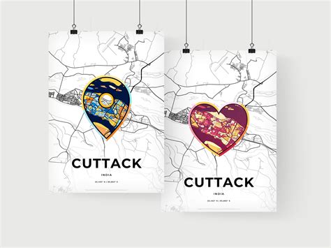 Cuttack India Minimal Art Map With A Colorful Icon Creative City Map Poster Where We Met Maps
