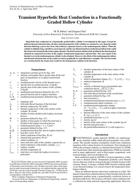 Pdf Transient Hyperbolic Heat Conduction In A Functionally Graded