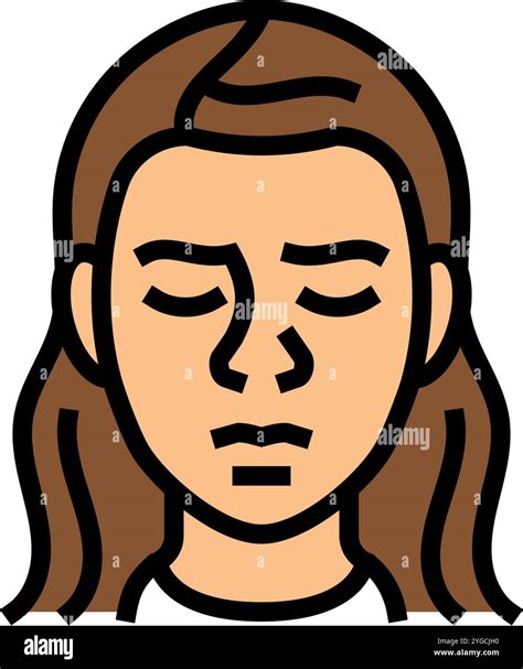 Anguish Woman Expression Color Icon Vector Illustration Stock Vector