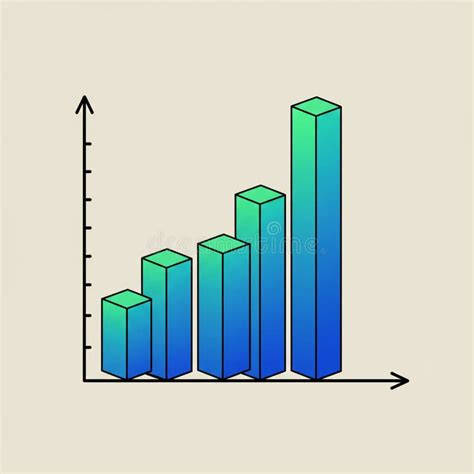 bar chart with five vertical three dimensional columns in ascending