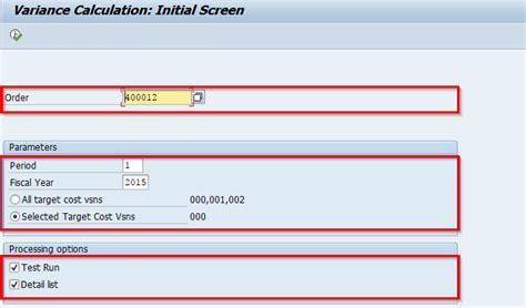 variance calculation in sap
