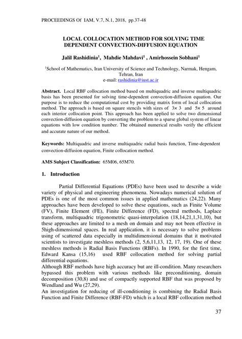 Pdf Local Collocation Method For Solving Time Dependent Convection Diffusion Equation
