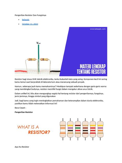 Pengertian Resistor Dan Fungsinya Pdf