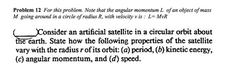 Solved For This Problem Note That The Angular Momentum L Of Chegg