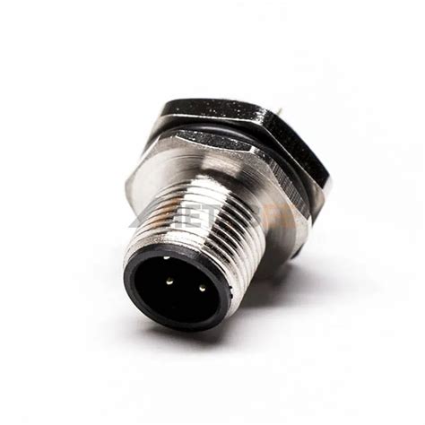 M12 4 Pin A Coded Male Bulkhead Panel Mount Connector Metabeeai