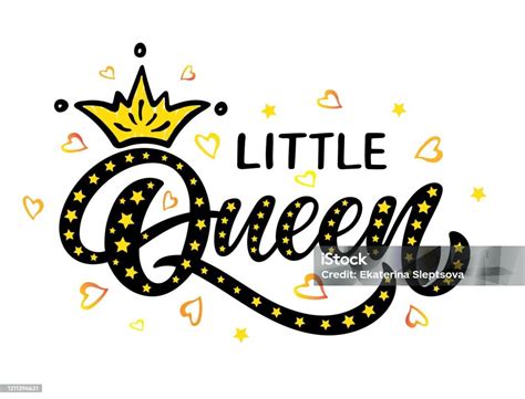 벡터 레터링 그림입니다 아기 소녀 샤워 카드입니다 신생아 아기 소녀 배경입니다 글자 왕관 여왕 하트와 별 그림 리틀 퀸 포스터 디자인 0명에 대한 스톡 벡터 아트 및 기타