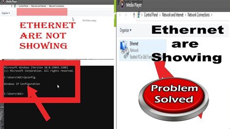 ethernet connection not showing in network connections windows 10 at