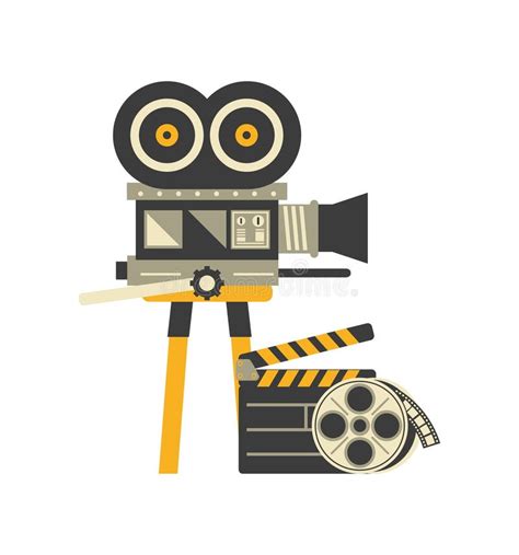 Vintage Camera With Tripod For Audio Visual Heritage Stock Vector