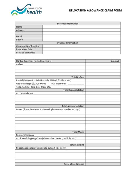 Fillable Online Relocation Allowance Claim Form Fax Email Print Pdffiller