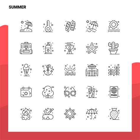 Set Of Summer Line Icon Set 25 Icons Vector Minimalism Style Design Black Icons Set Linear