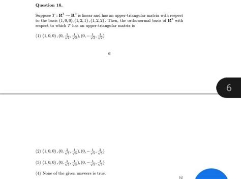 Solved Suppose T:R3→R3 is linear and has an upper-triangular | Chegg.com