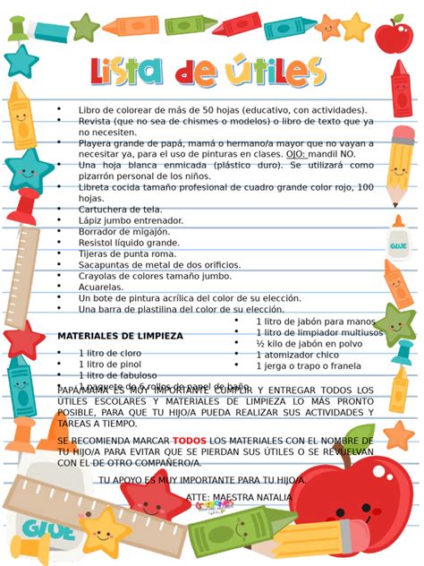 Lista De Ãtiles Escolares Pdf
