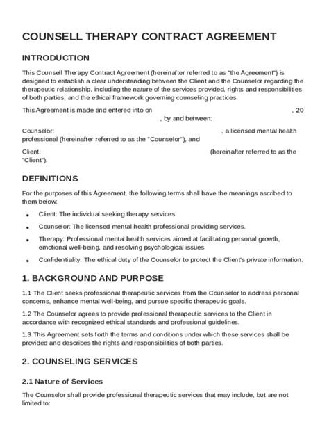 Counsell Therapy Contract Template Fill Out And Sign Online Dochub