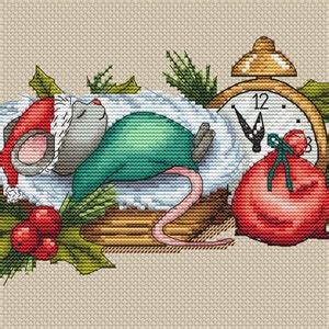 Sweat Dreams Pdf Cross Stitch Pattern Winter Cozy Counted Cross Stitch Cute Sleeping Mouse
