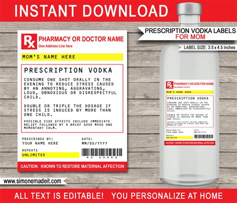 Printable Medication Labels