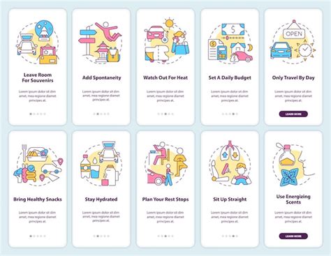 Premium Vector Comfortable And Healthy Road Trip Onboarding Mobile