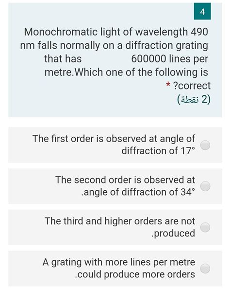 Solved 4 Monochromatic Light Of Wavelength 490 Nm Falls
