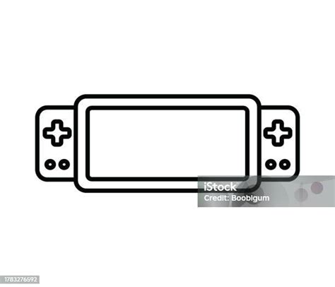Portable Handheld Retro Gaming Console Outline Icon Object Isolated On White Background Stock