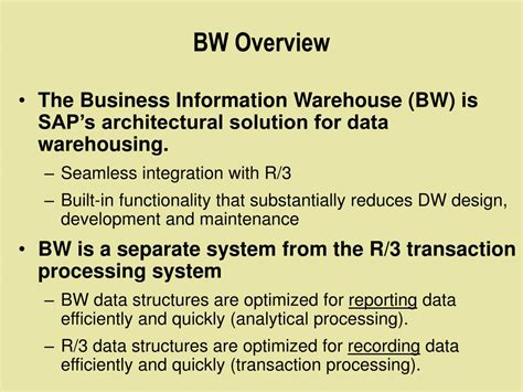 PPT SAP BW Overview PowerPoint Presentation Free Download ID
