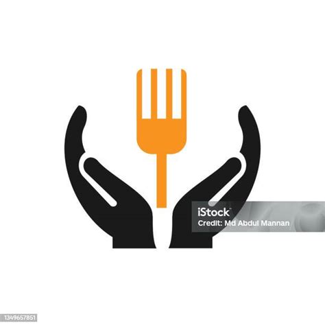 핸드 레스토랑 로고 디자인 손 콘셉트 벡터가 있는 레스토랑 로고 손 및 레스토랑 로고 디자인 로고에 대한 스톡 벡터 아트 및