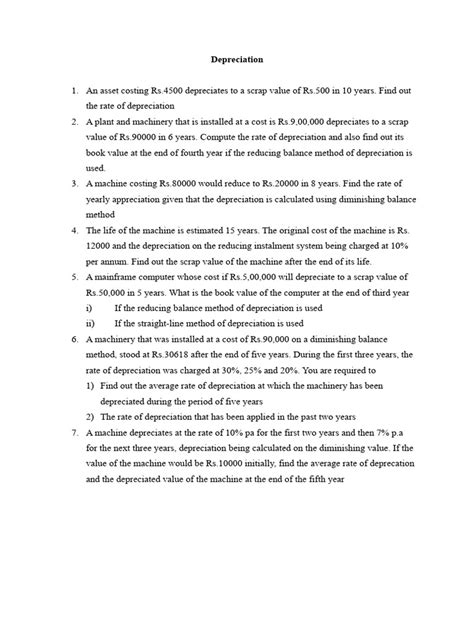 Depreciation Problems Pdf Technology And Engineering
