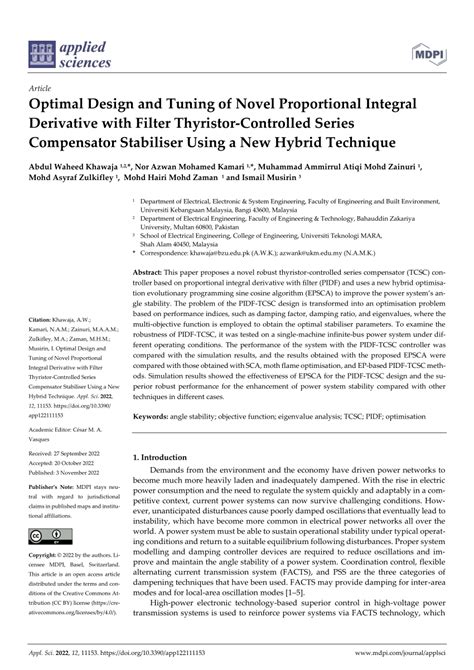 Pdf Optimal Design And Tuning Of Novel Proportional Integral