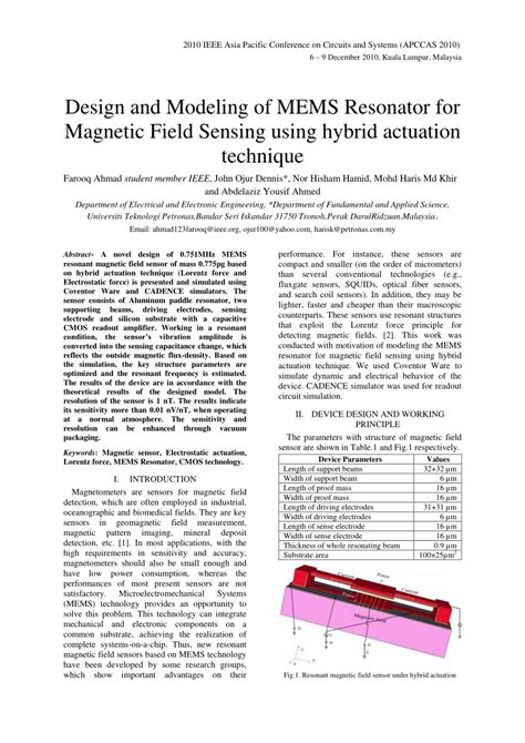 Pdf Design And Modeling Of Mems Resonator For Magnetic Field Sensing