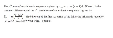 solved the n th term of an arithmetic sequence is given by an a1 n 1