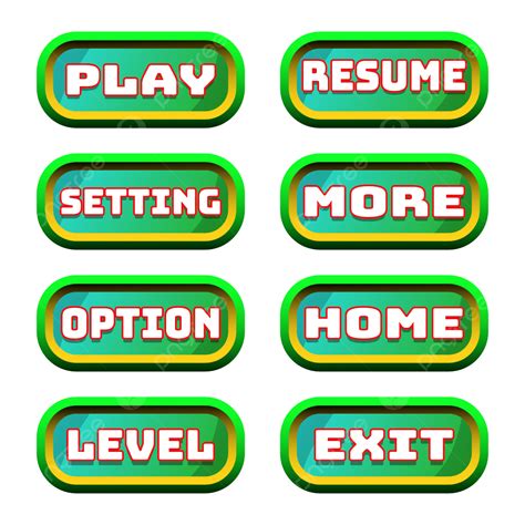 text set clipart vector game button set text green color png vector