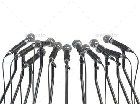Microphones Prepared For Press Conference Or Interview Isolated