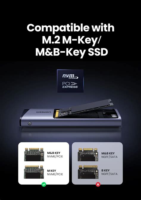 Ugreen M2 Nvme And Sata Ssd Aluminum Alloy Enclosure Dual Protocol M2
