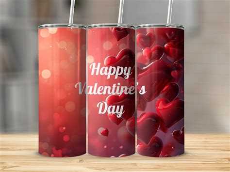 20 Oz Skinny Tumbler Wrap Valentines Day Hearts Love Themed Travel