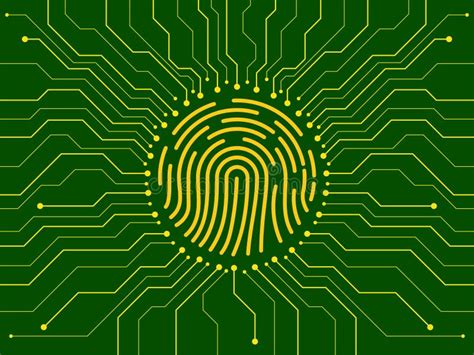 Fingerprint Scanning On Circuit Board Biometrics Identification System Stock Illustration