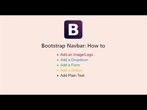 Bootstrap Navbar Add A Logo Dropdown Button Form And Plain Text YouTube