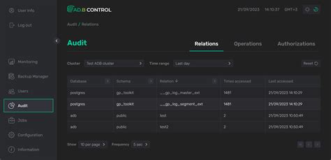 Overview Of The Audit Page In Adb Control Adb Control Arenadata Docs
