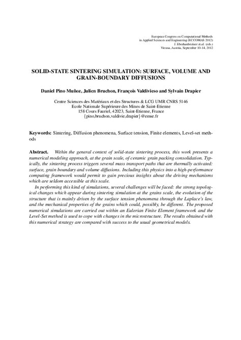 Pdf Solid State Sintering Simulation Surface Volume And Grain Boundary Diffusions Julien
