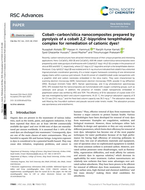 Pdf Cobaltcarbonsilica Nanocomposites Prepared By Pyrolysis Of A Cobalt 22′ Bipyridine