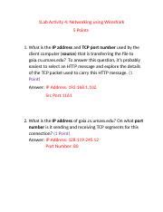 Lab Activity Docx Lab Activity Networking Using Wireshark Points What Is The IP