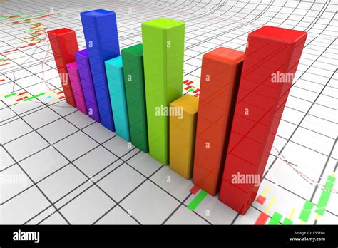 Colorful 3d Block Chart Graph High Resolution Render With Candlesticks Chart Background Stock