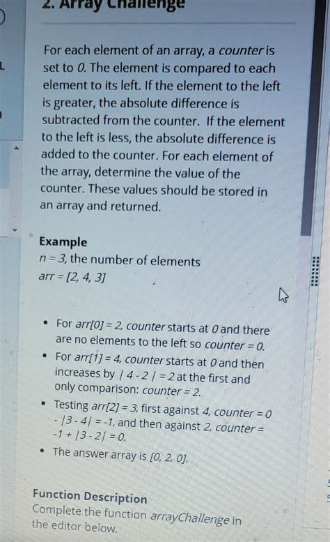 [solved] for each element of an array a counter is set to