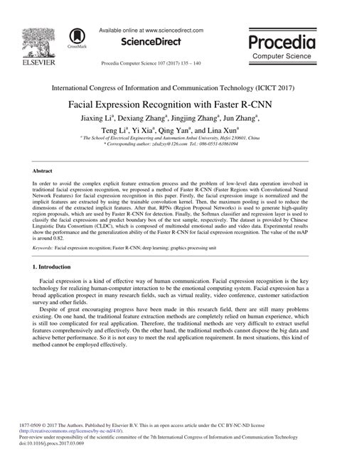 Pdf Facial Expression Recognition With Faster R Cnn