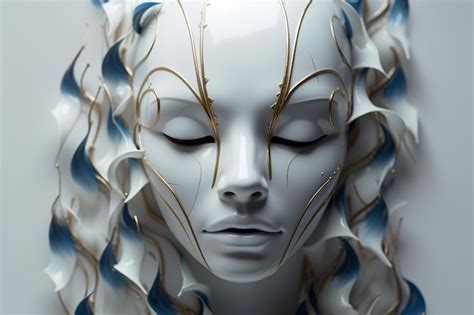 Premium Ai Image A Fragile Porcelain Mask Reflecting A Multitude Of 00216 02